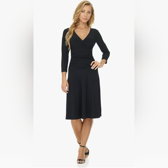 Rekucci | Dresses | Slimming 34 Sleeve Fitandflare Crossover Tummy ...